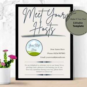 Editable Airbnb Sign Template, Printable Meet Your Hosts Sign for ...