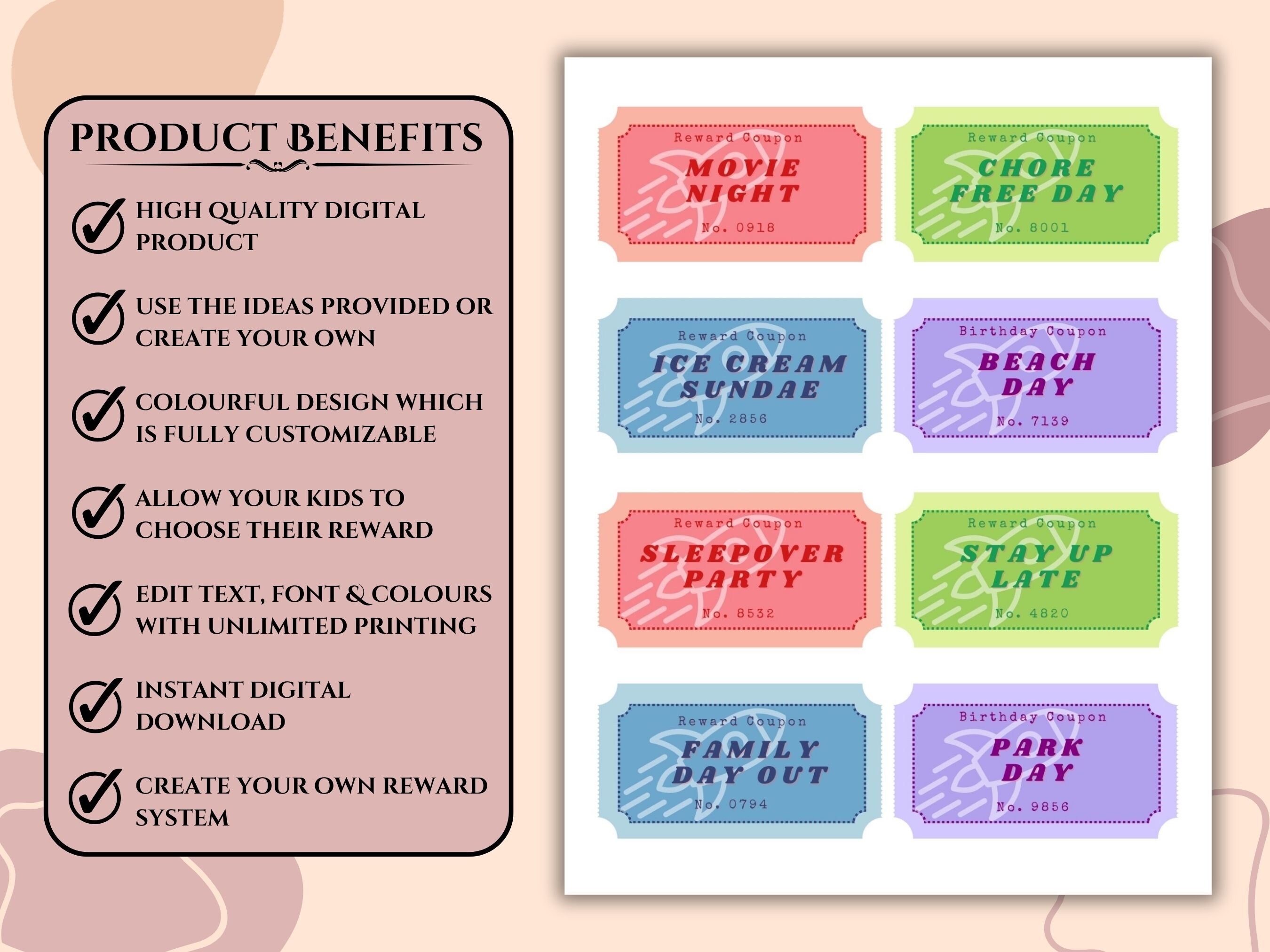 Reward Coupons for Kids, Printable Kids Reward Coupon Template ...