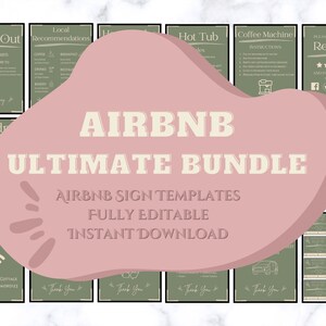 Airbnb Sign Bundle Template, Printable Airbnb Signage, Editable Airbnb ...