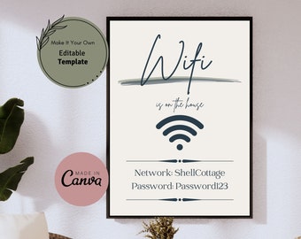 Airbnb Vrbo Rental WIFI Sign PRINTABLE Template - Etsy