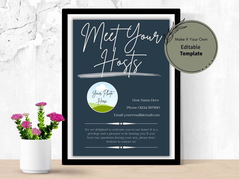 Editable Airbnb Sign Template, Printable Meet Your Hosts Sign for ...