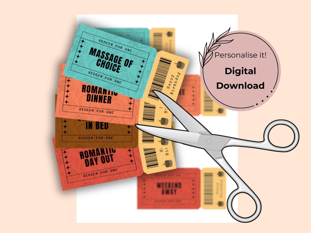Editable Coupon Template, Printable Birthday Coupons, Anniversary Gift ...
