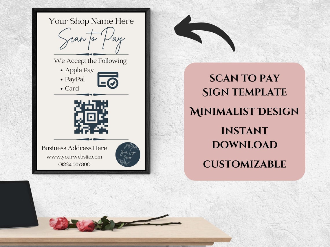Small Business Sign Template, Editable Scan to Pay Sign, Printable ...