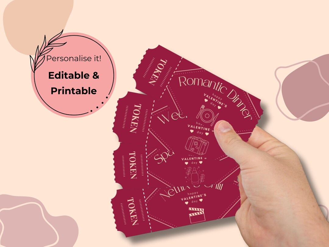Love Coupons Customizable, Canva Template Editable, Romantic Tokens ...