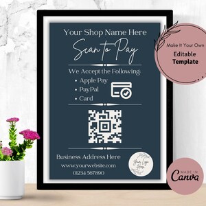 Editable Scan to Pay Sign Template, Printable Small Business Sign ...