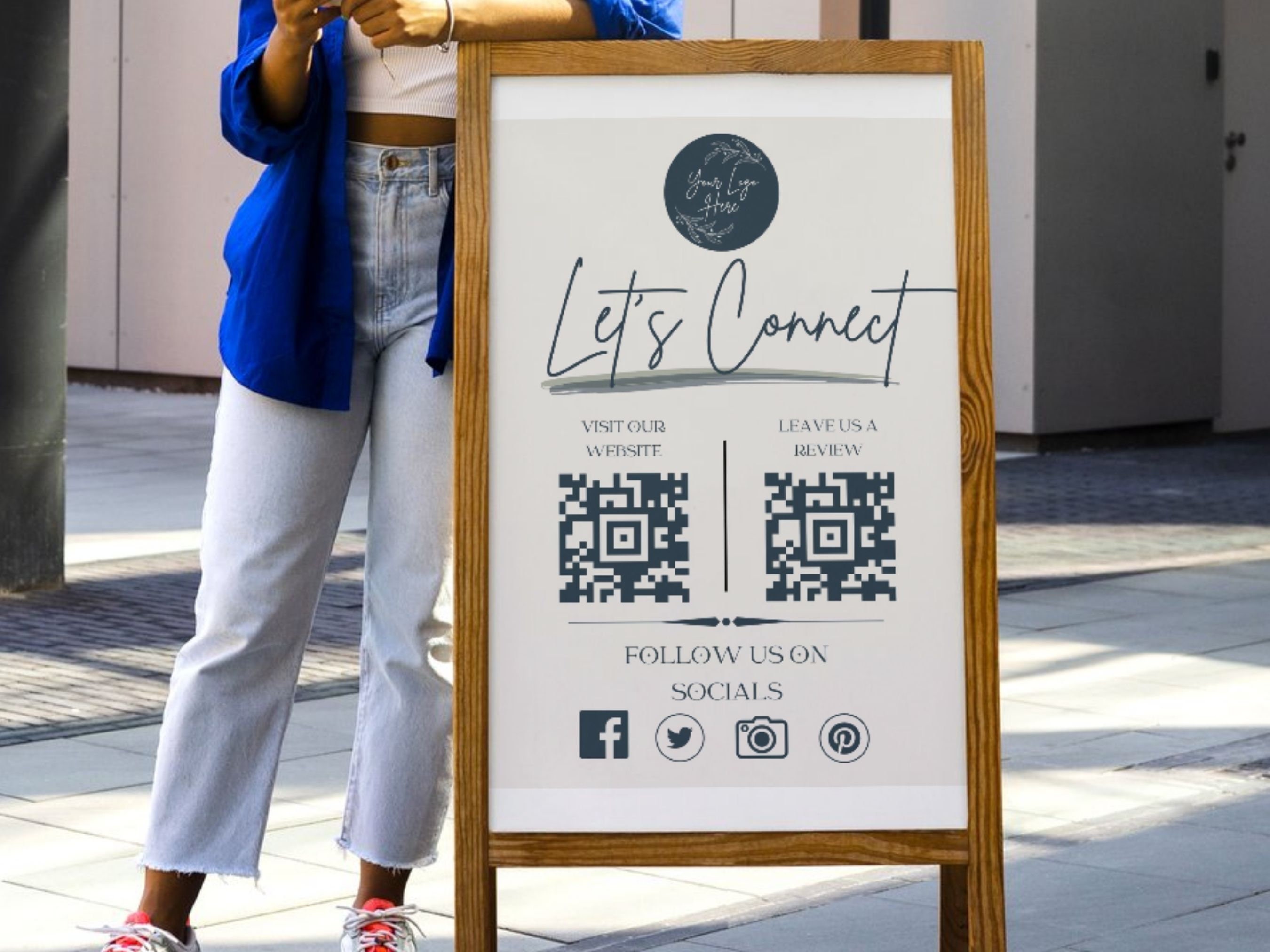 Editable Social Media Sign Template, Printable Small Business QR Code ...