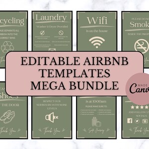 Airbnb Sign Bundle Template, Printable Airbnb Signage, Editable Airbnb ...