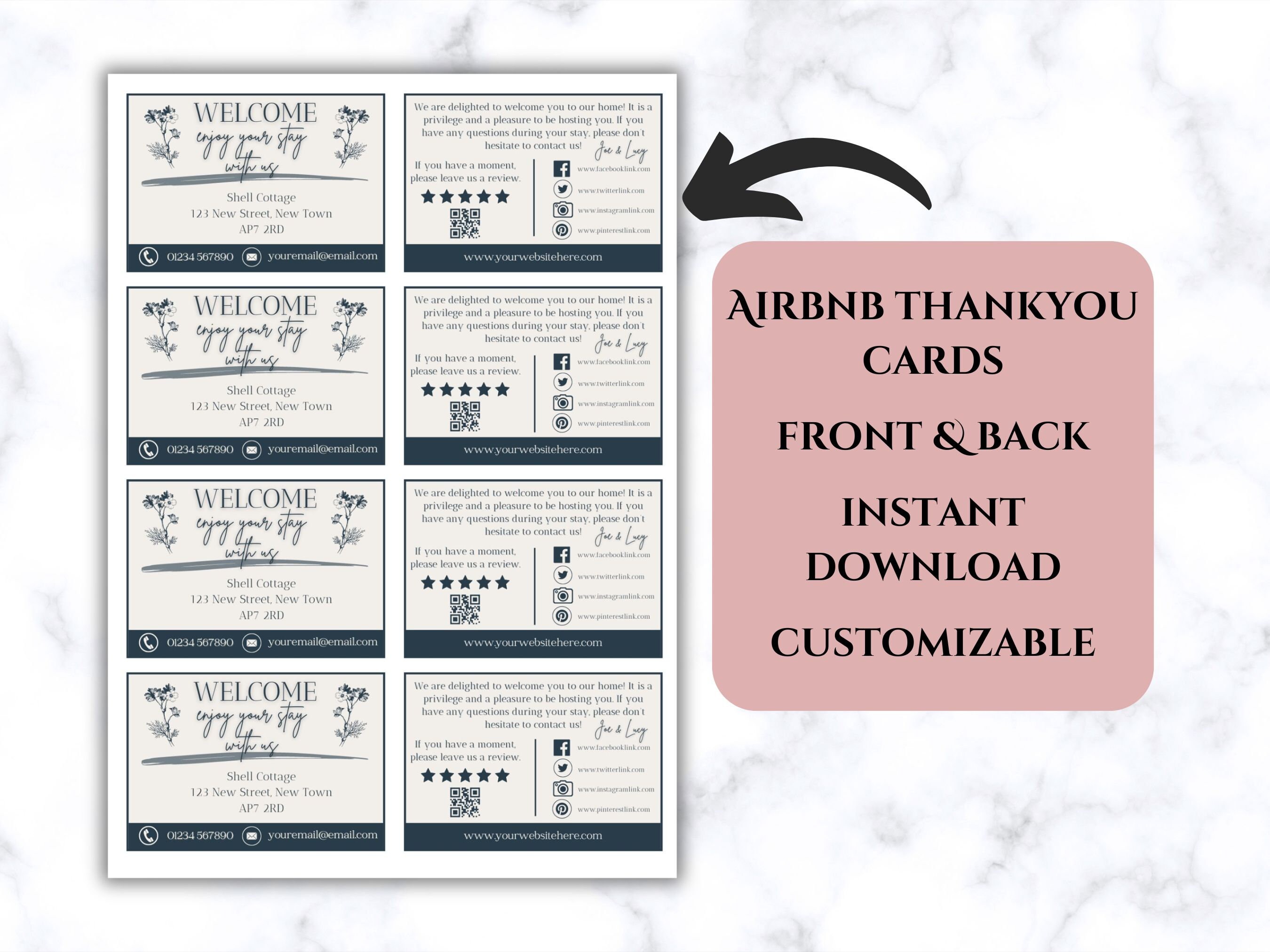 Airbnb Host Thank You Card Template, Editable Canva Airbnb Rental ...
