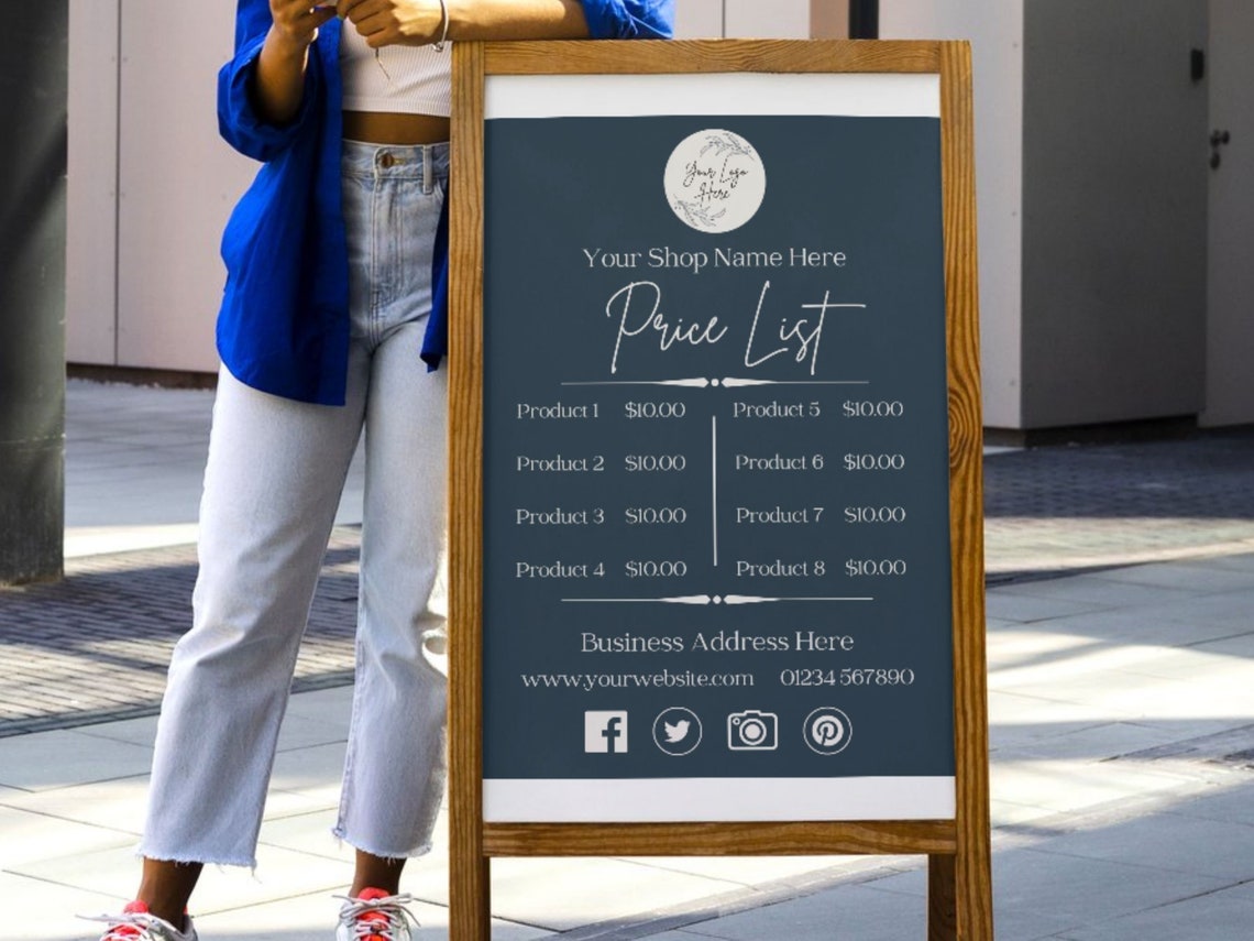 Printable Small Business Price List Template, Editable Pricing Guide ...
