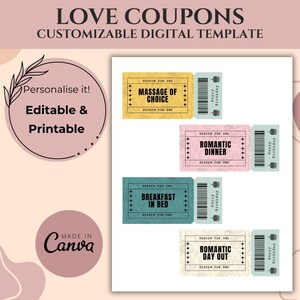 Editable Love Coupon Template, Printable Love Tokens, Last Minute Gift ...