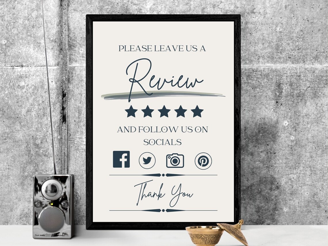 Printable Airbnb Review Sign Template, Editable Social Media Sign for ...