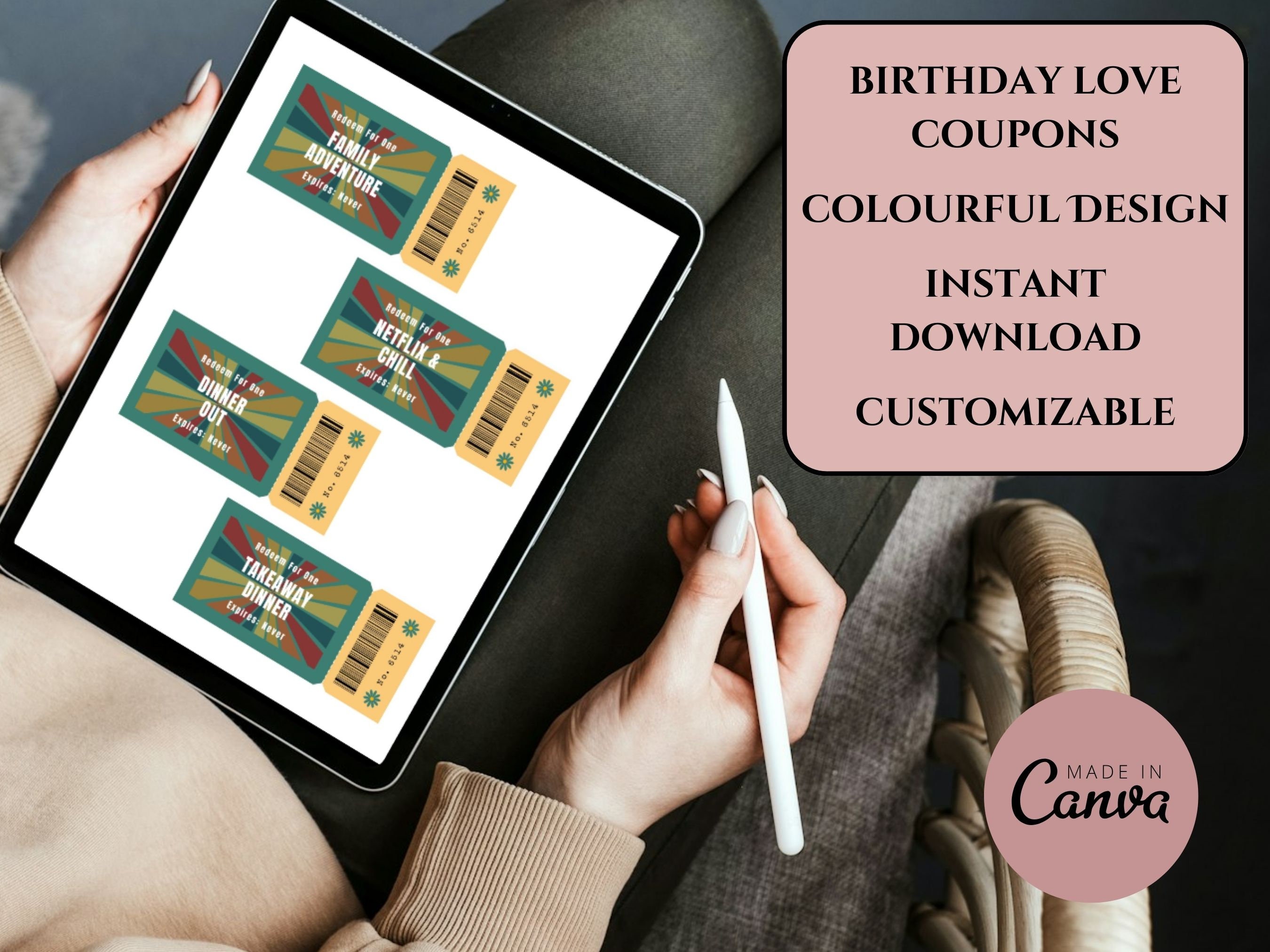Editable Coupon Template, Printable Birthday Coupons, Anniversary Gift ...