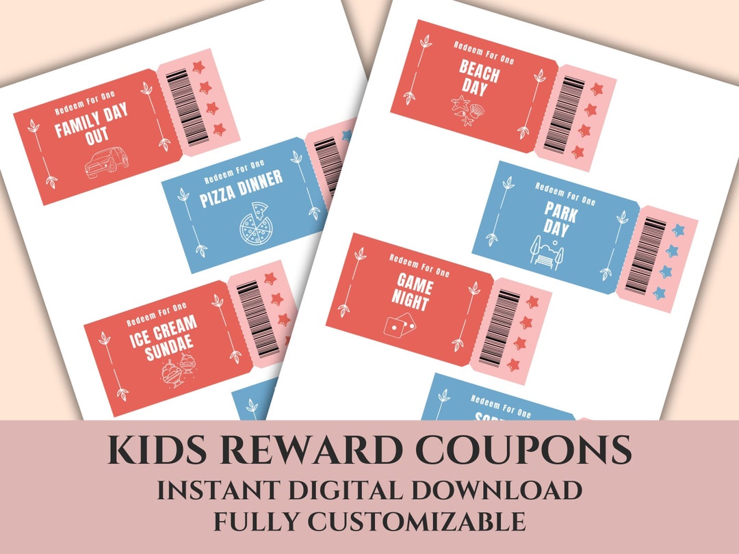 Kids Coupon Book, Printable Coupon Book for Kids, Editable Reward ...