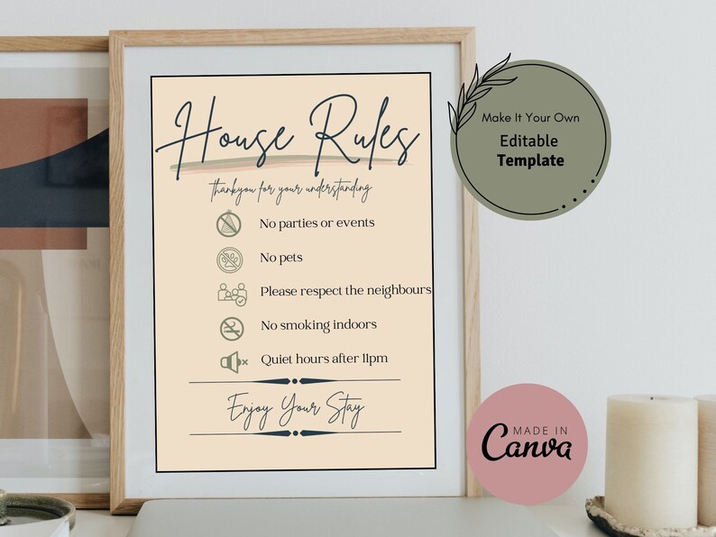 Printable Airbnb House Rules Sign Template, Editable Sign for Airbnb ...