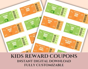 Printable Kids Reward Coupons, Editable Kids Coupons, Birthday Coupon ...