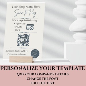 Small Business Sign Template, Editable Scan to Pay Sign, Printable ...