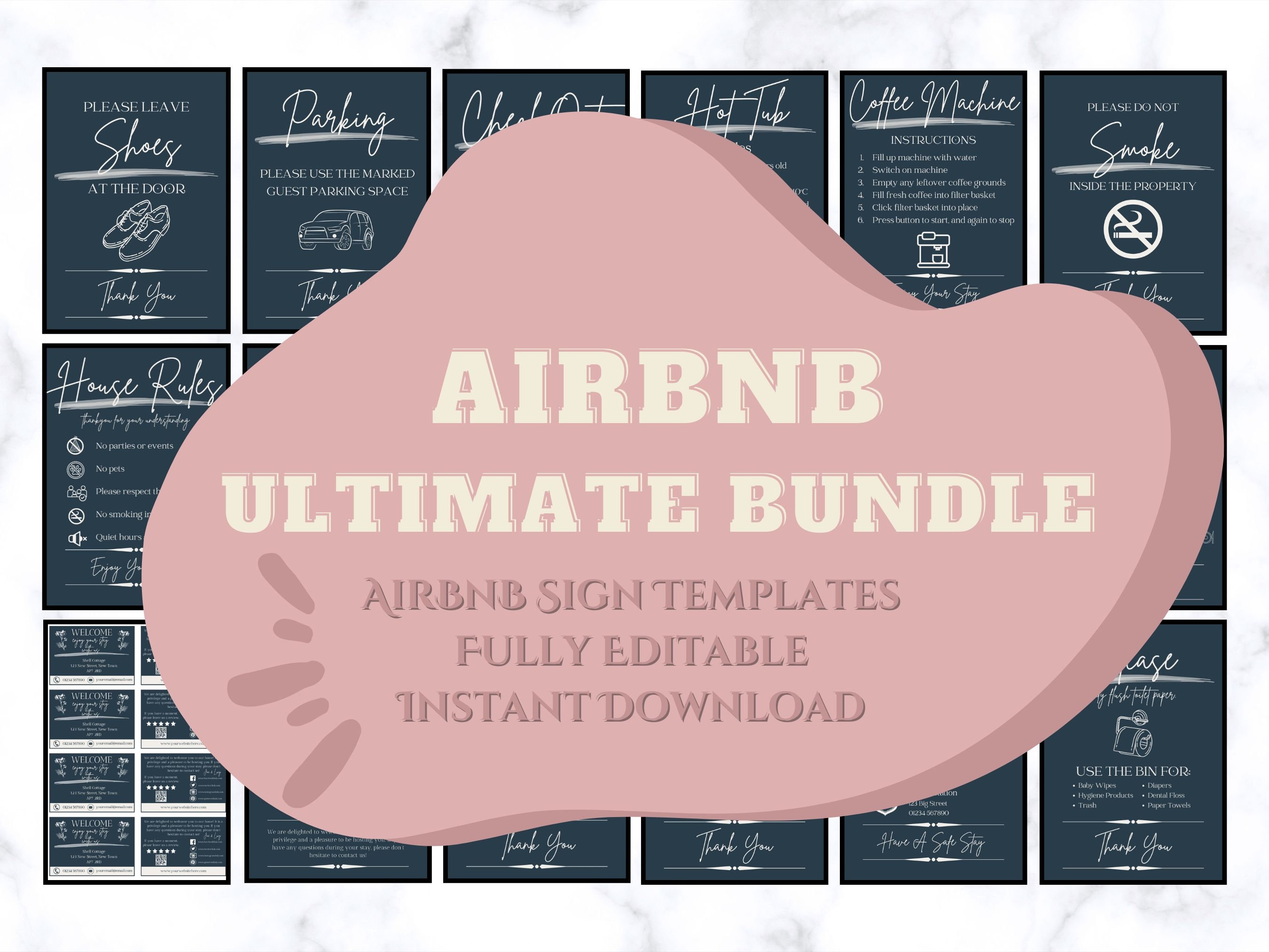 Airbnb Host Bundle Template, Editable Airbnb Signs, Printable Welcome ...