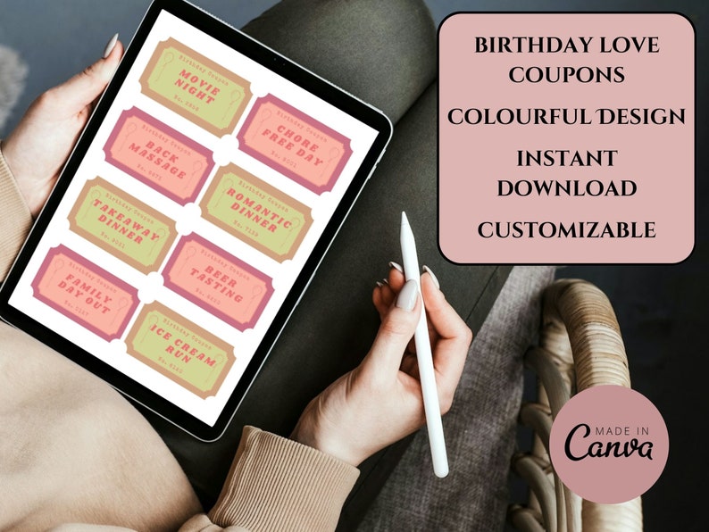 Editable Love Coupon Template, Printable Love Tokens, Last Minute Gift ...