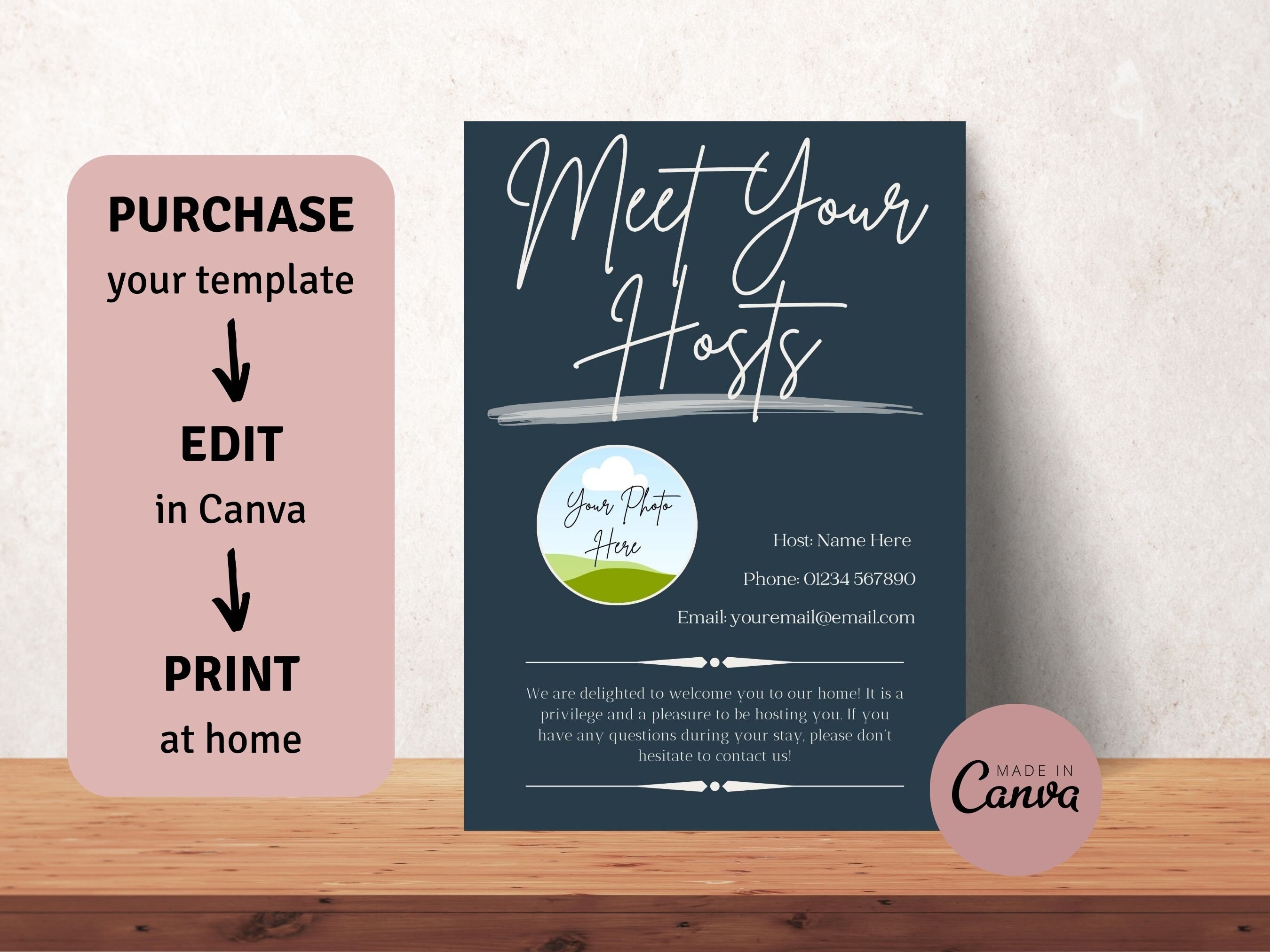 Editable Airbnb Sign Template, Printable Meet Your Hosts Sign for ...