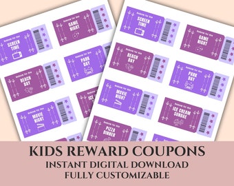 Printable Kids Reward Coupons, Editable Kids Coupons, Birthday Coupon ...