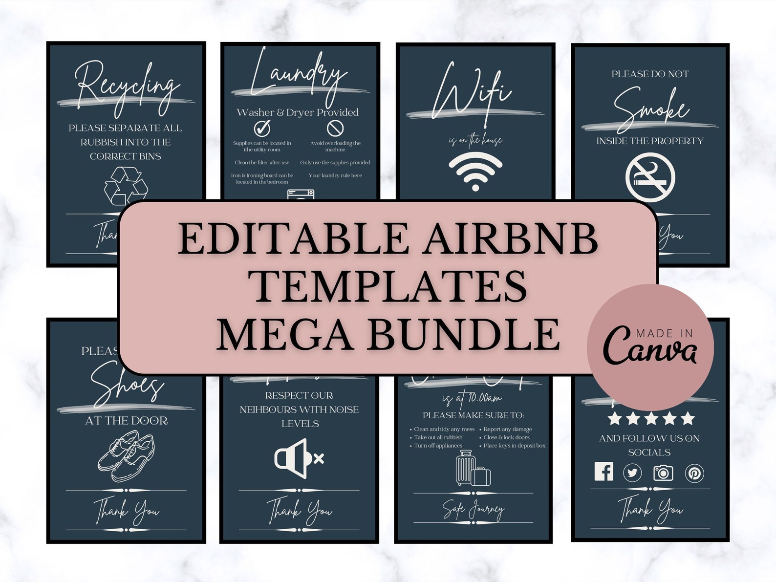 Airbnb Host Bundle Template, Editable Airbnb Signs, Printable Welcome ...