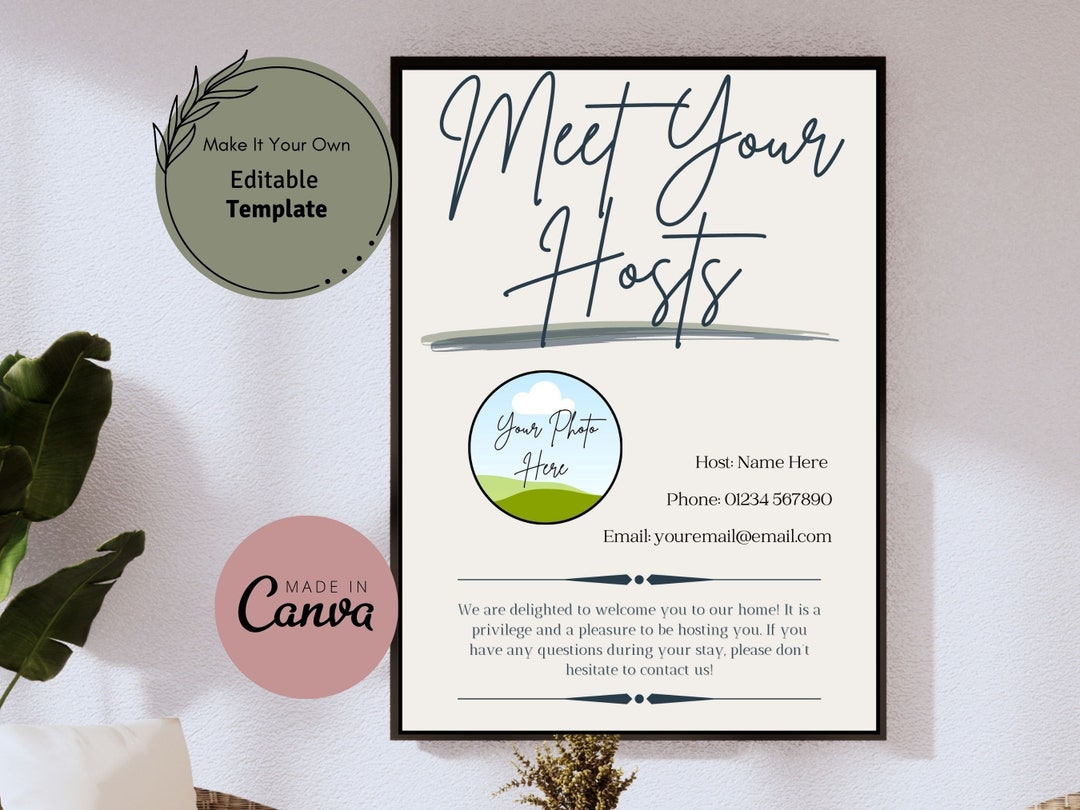 Editable Airbnb Sign Template, Printable Meet Your Hosts Sign for ...