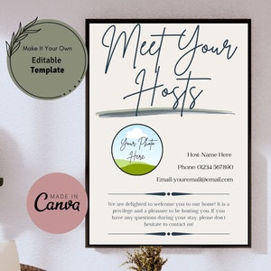 Editable Airbnb Sign Template, Printable Meet Your Hosts Sign for ...