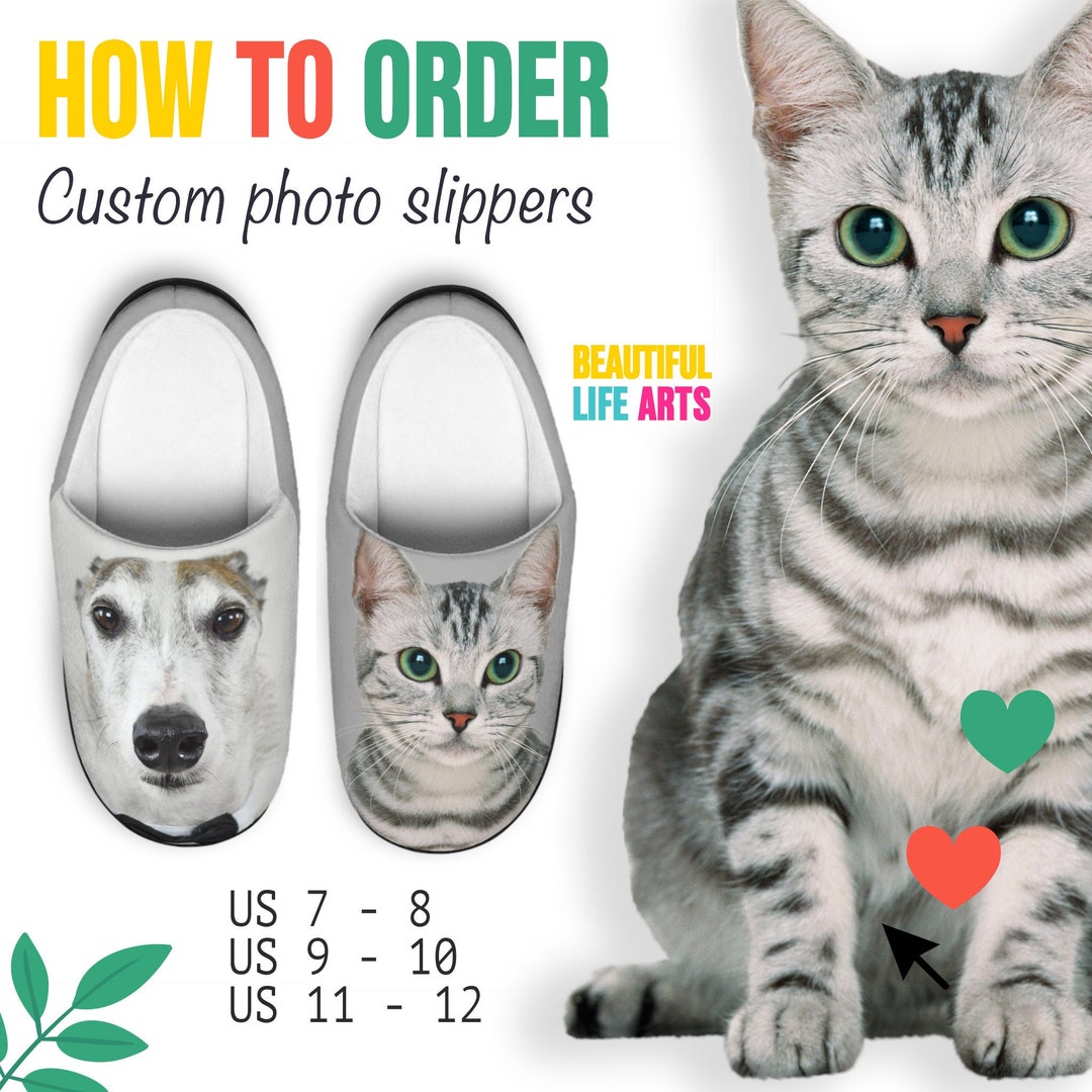 Pet Mom Custom Pet Photo Indoor Slippers, Personalized Cat Face Gift ...