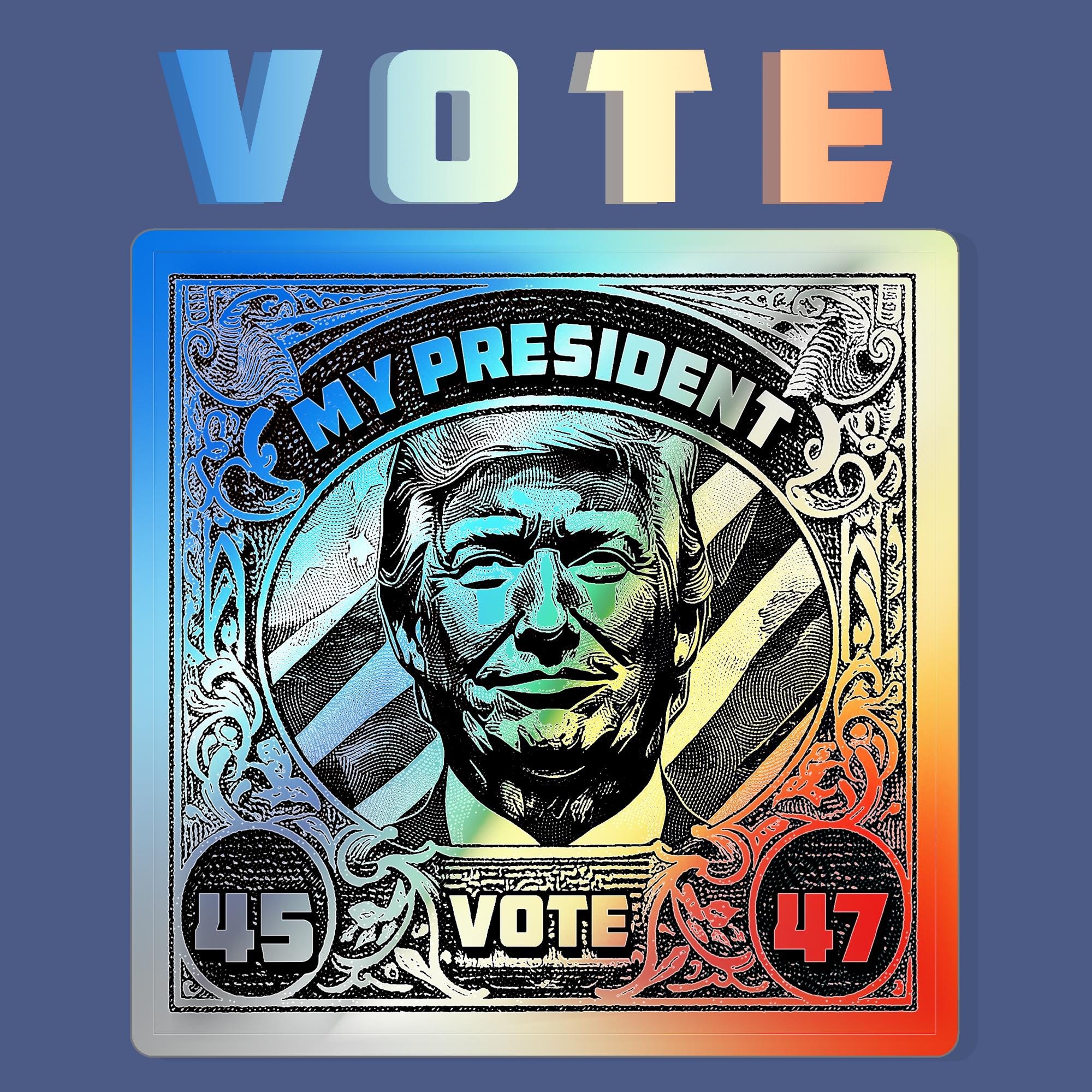 Trump 2024 Car Bumper Sticker Holographic Funny My President Humorous ...