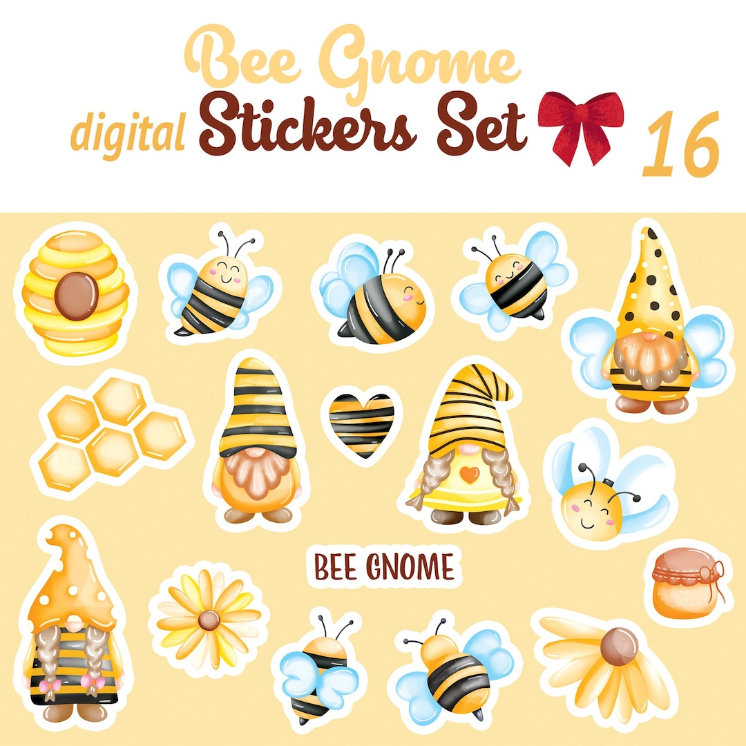 Beegnome Printable Digital Sticker Set of 16 Bundle PDF JPG Kids ...