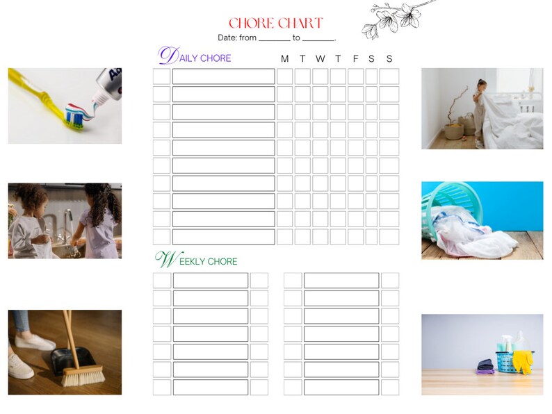 Chore Chart, Kids Chart, Healthy Habits, Daily Routine, Printable Chart ...