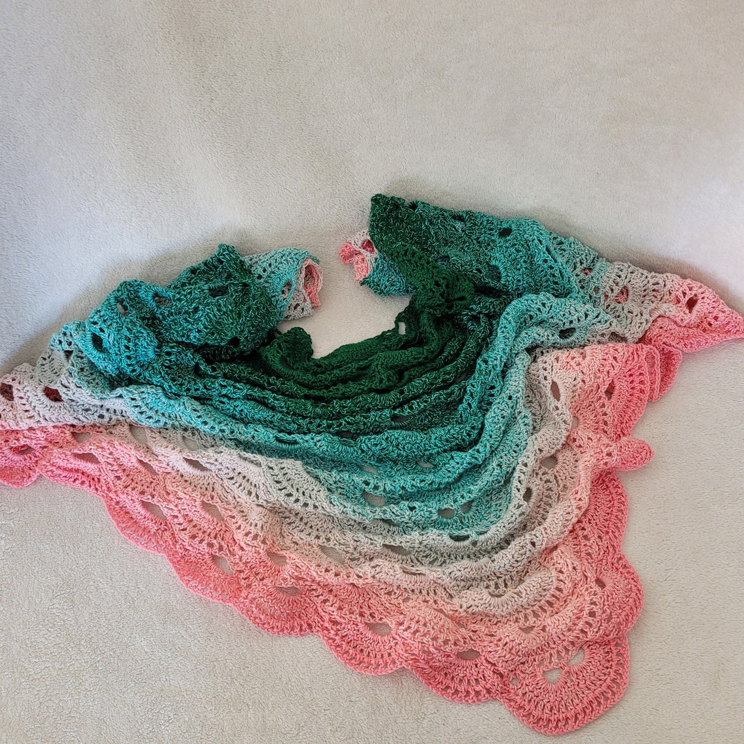Watermelon Crawl Triangle Shawl - Etsy