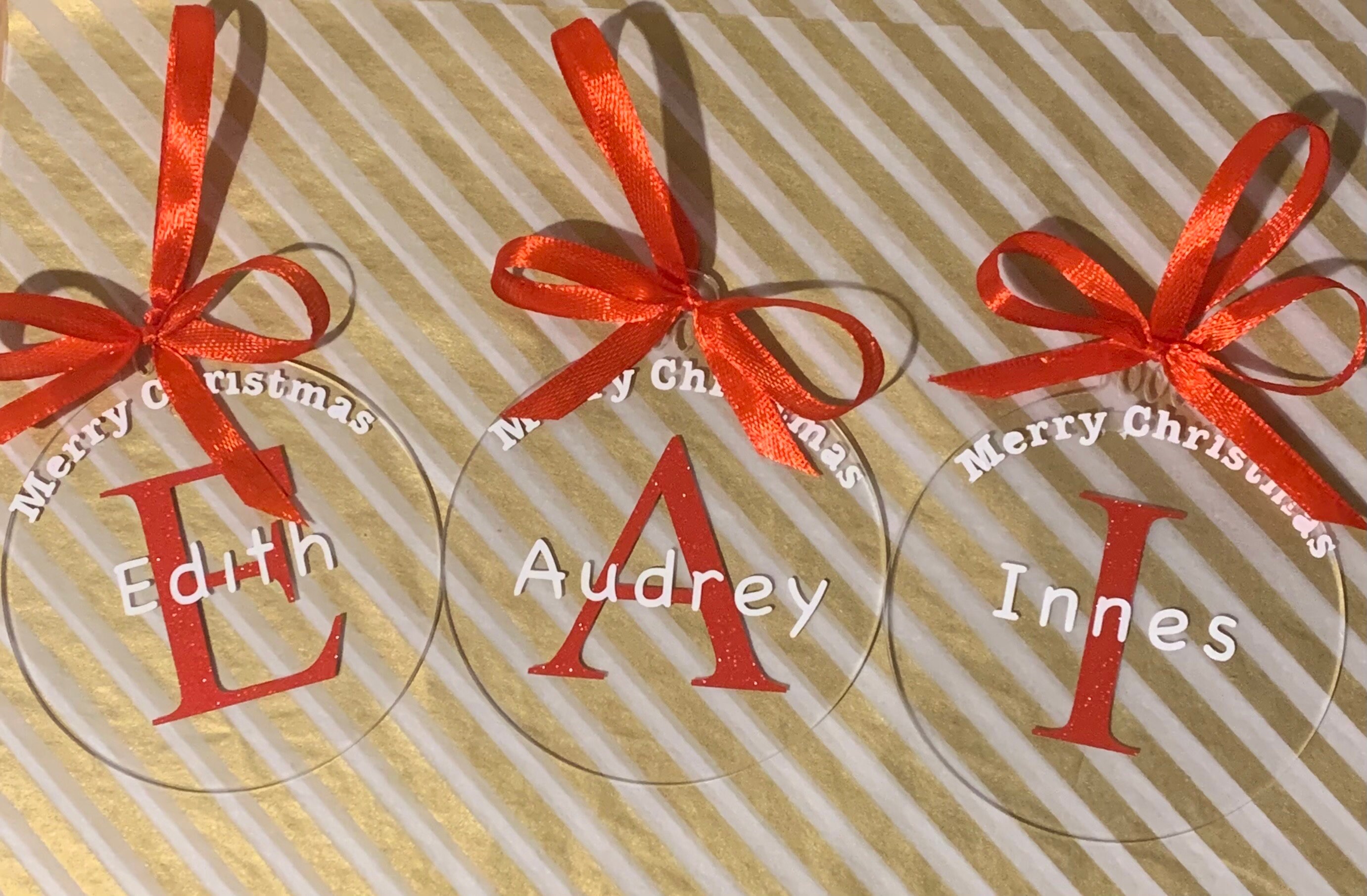 Initial & Name Bauble Personalised Bauble Christmas Bauble Gold Silver ...