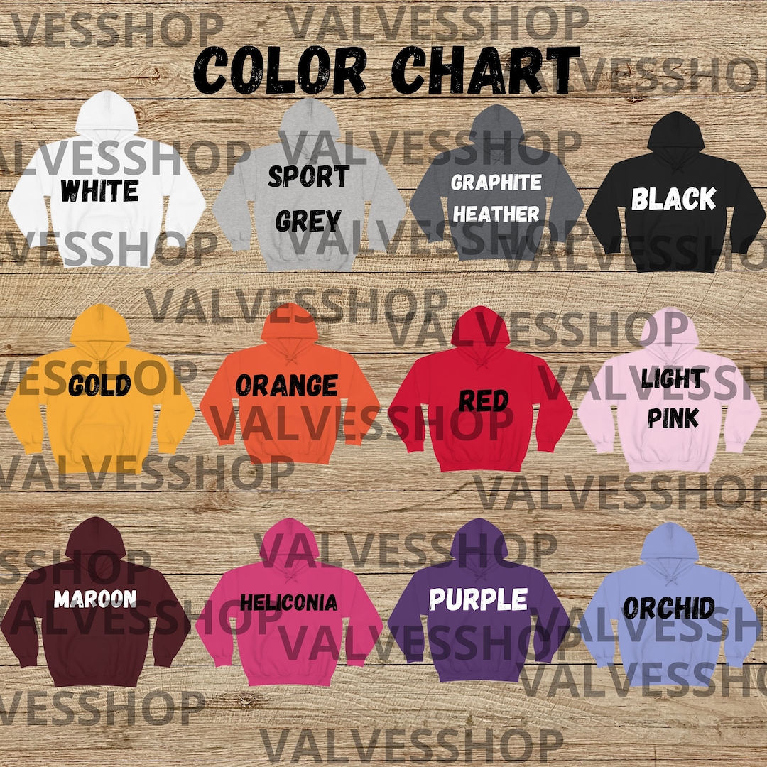 Gildan 18500 Editable Color Chart Gildan Color Chart Hooded Sweatshirt ...
