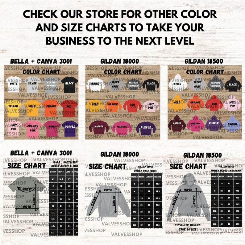 Bella + Canva 3001 Editable Size Chart | Bella Canva Mockup | Unisex T ...