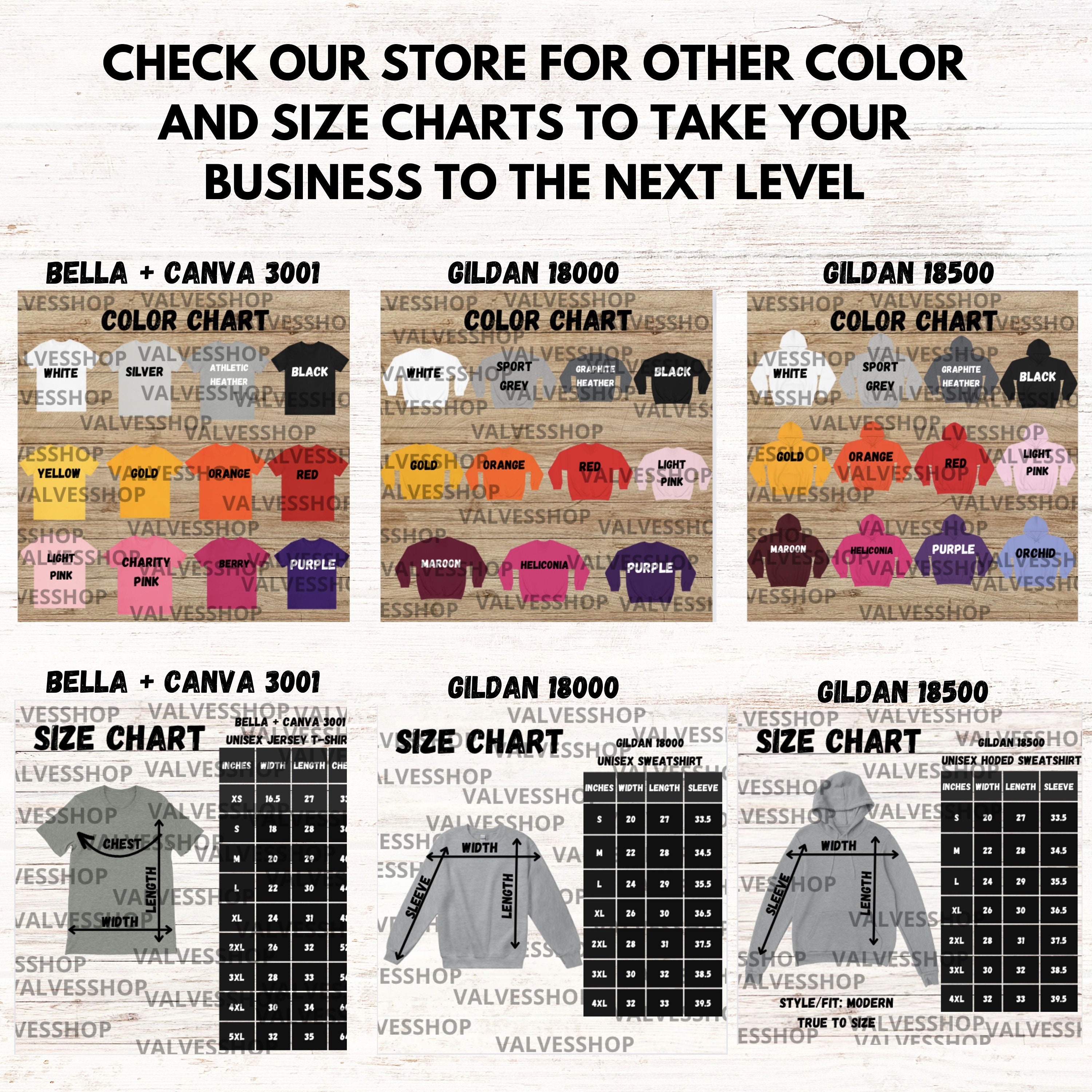 Bella + Canva 3001 Editable Size Chart | Bella Canva Mockup | Unisex T ...