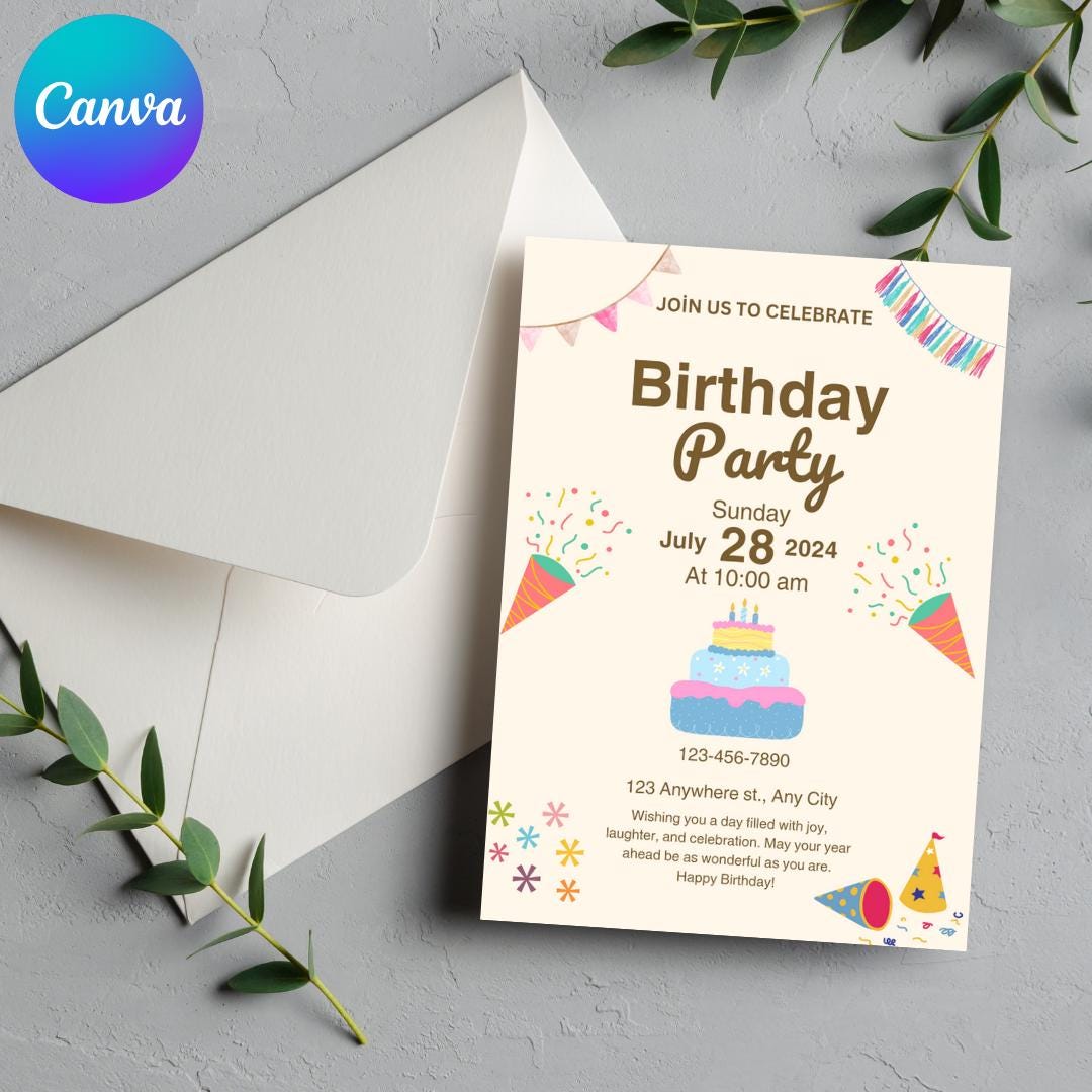 Editable Wedding Invitation Birthday Invitation, New Year's Eve ...