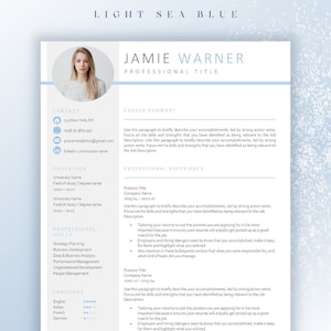 Resume Template CV Template - Light Sea Blue Resume Template ATS ...