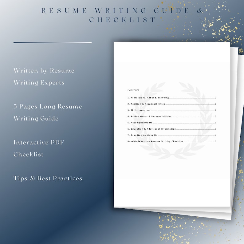 Blue & Gold Resume Template: Professional CV + Cover Letter (ATS ...