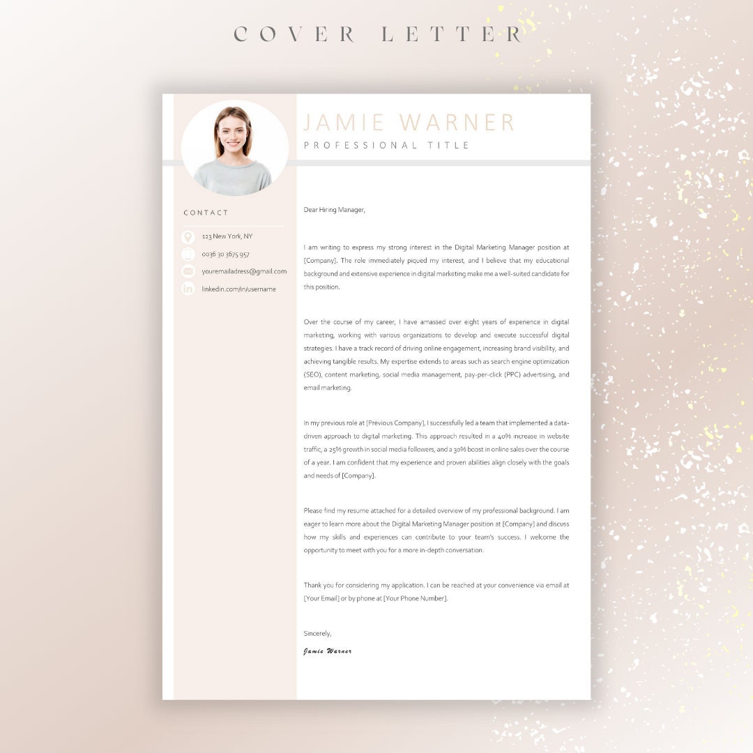 Resume Template CV Template - Seashell Beige Resume Template ATS ...