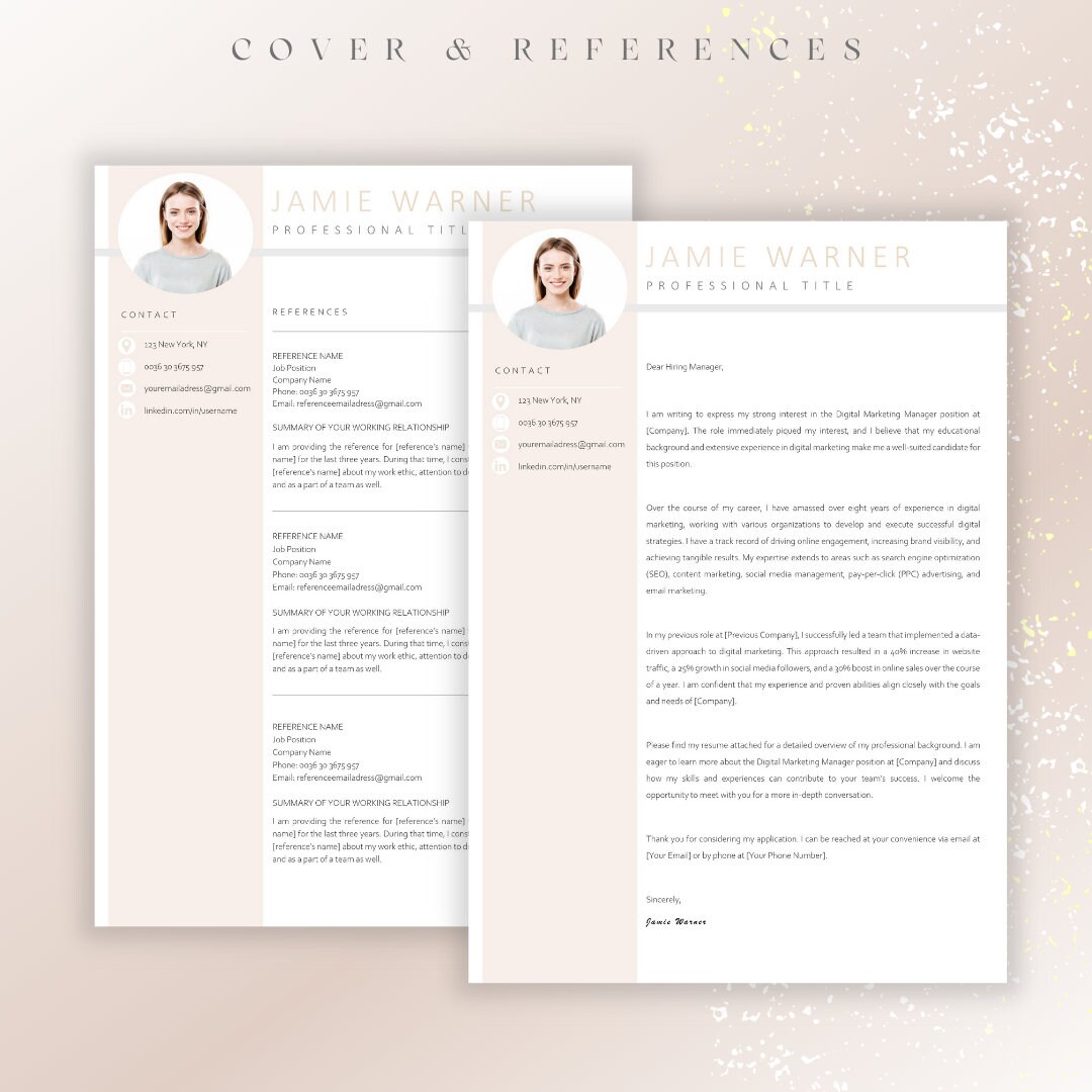 Resume Template CV Template - Seashell Beige Resume Template ATS ...