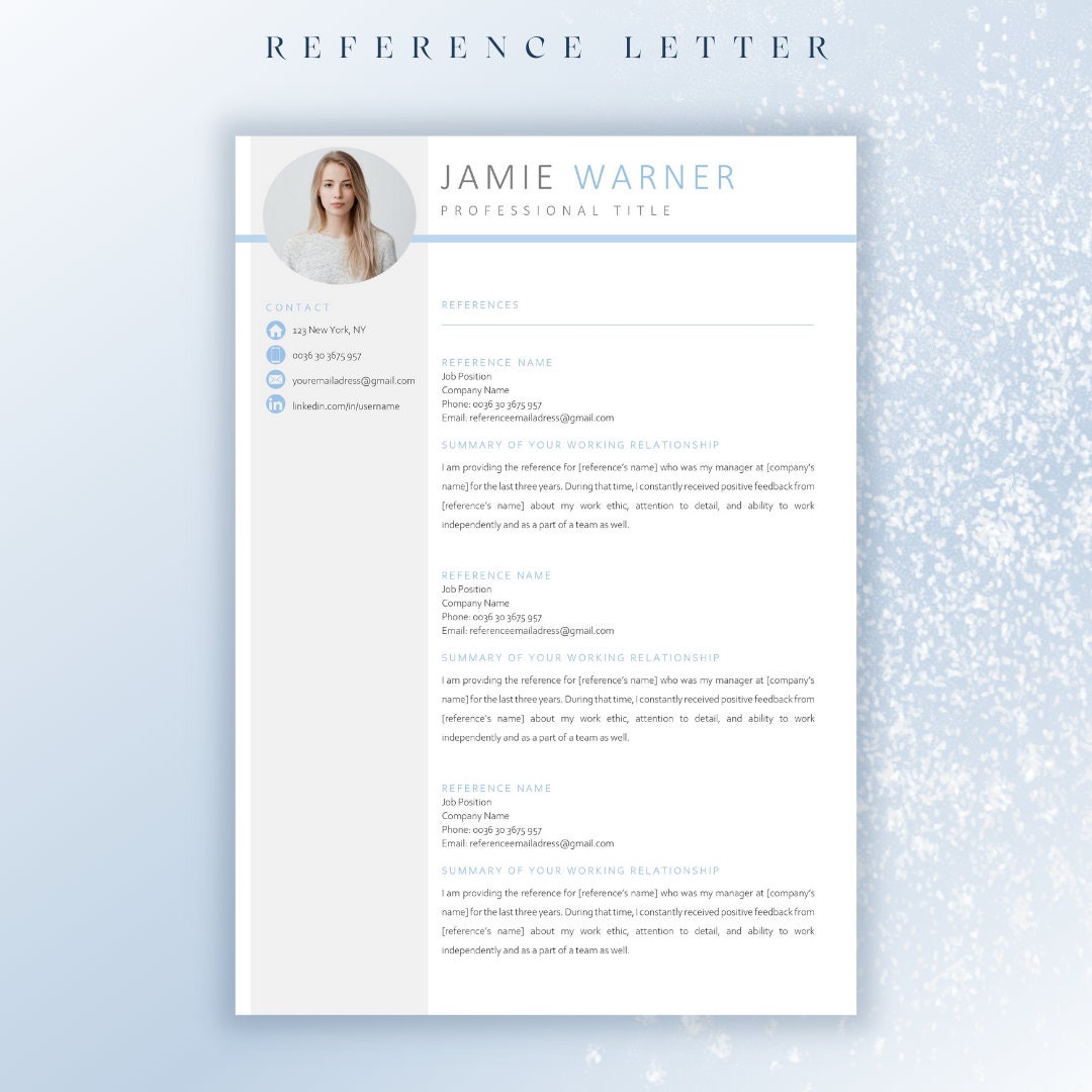 Resume Template CV Template - Light Sea Blue Resume Template ATS ...