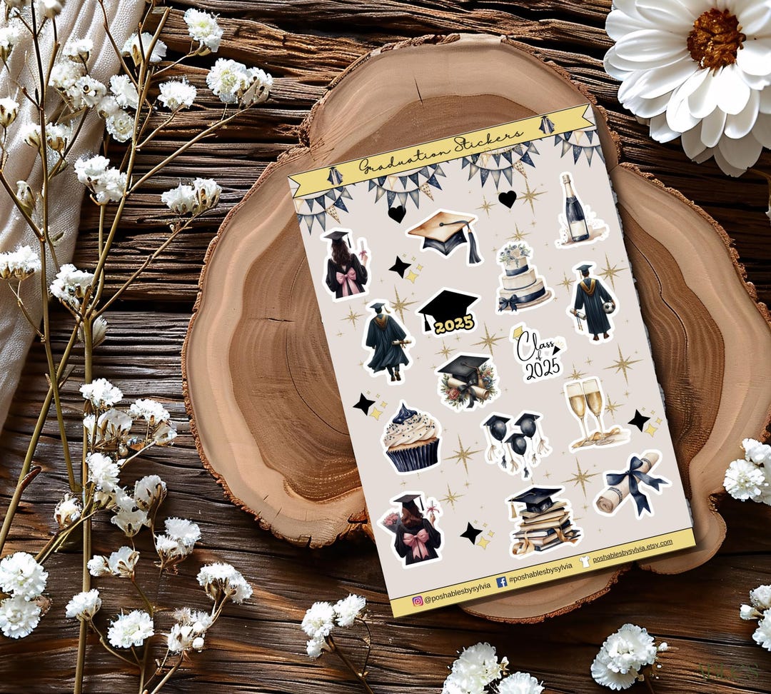 GRADUATION STICKER Sheet Pack | GRAD Themed Sticker Sheet Pack | Vinyl ...