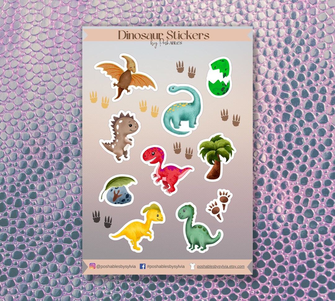 DINOSAUR Sticker Pack | Dinosaur Vinyl Stickers | Cute Dinosaur Vinyl ...