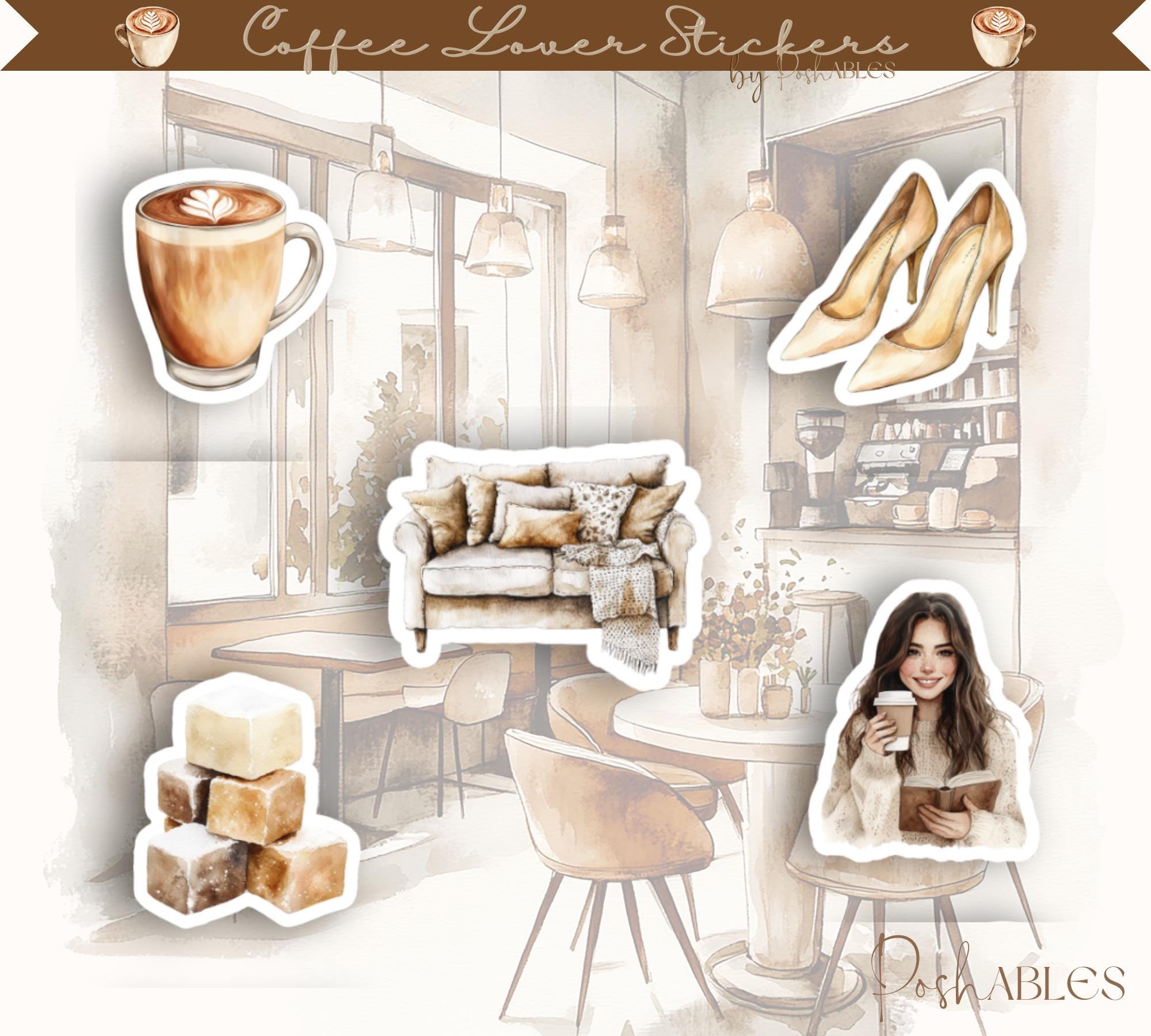 Coffee Lover Sticker Pack | Cozy Café and Coffee-themed Aesthetic ...
