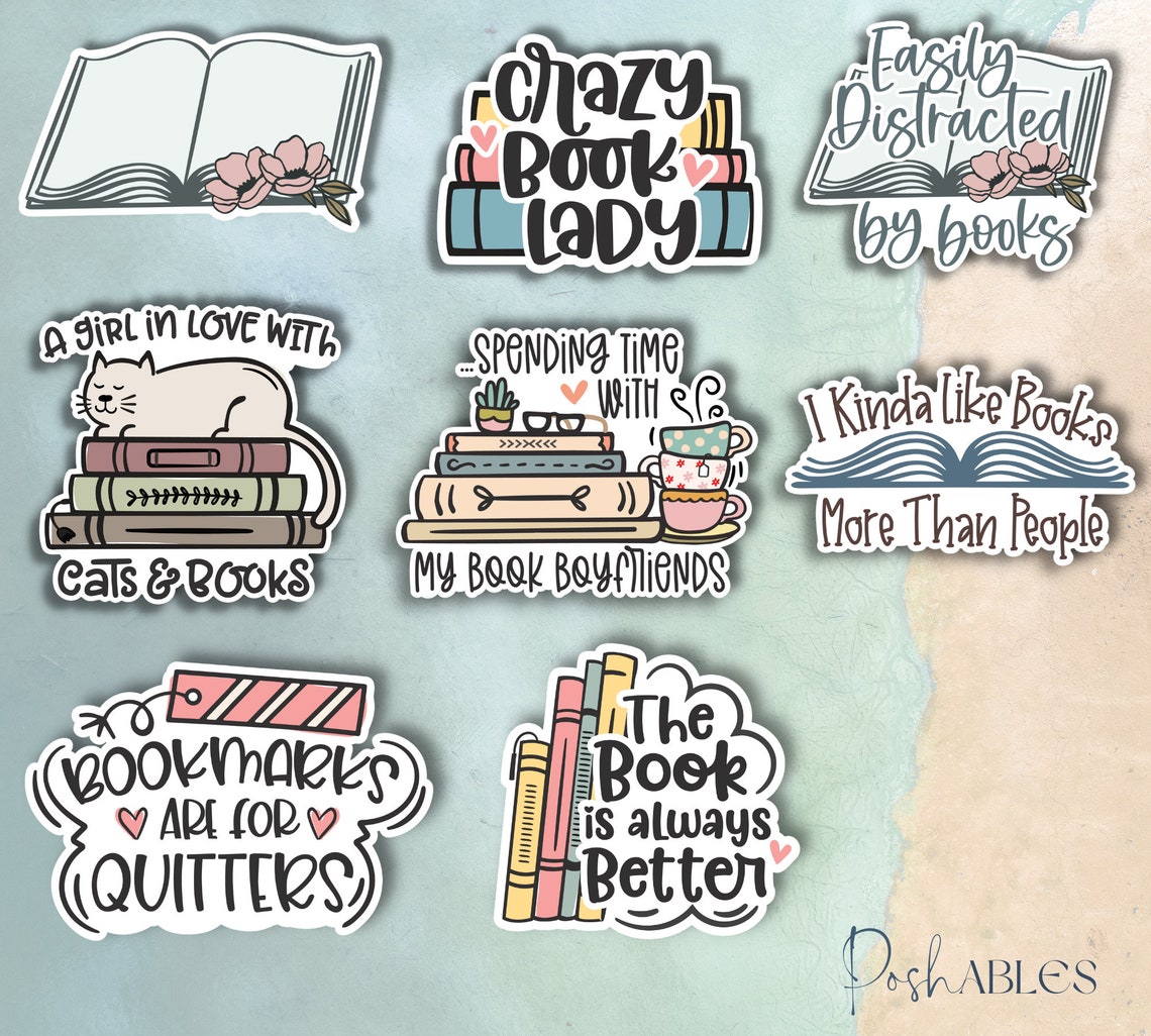 Book Lover Stickers Vinyl Stickers Book Stickers Die Cut - Etsy