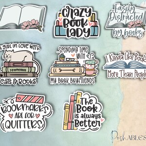 Book Lover Stickers Vinyl Stickers Book Stickers Die Cut - Etsy