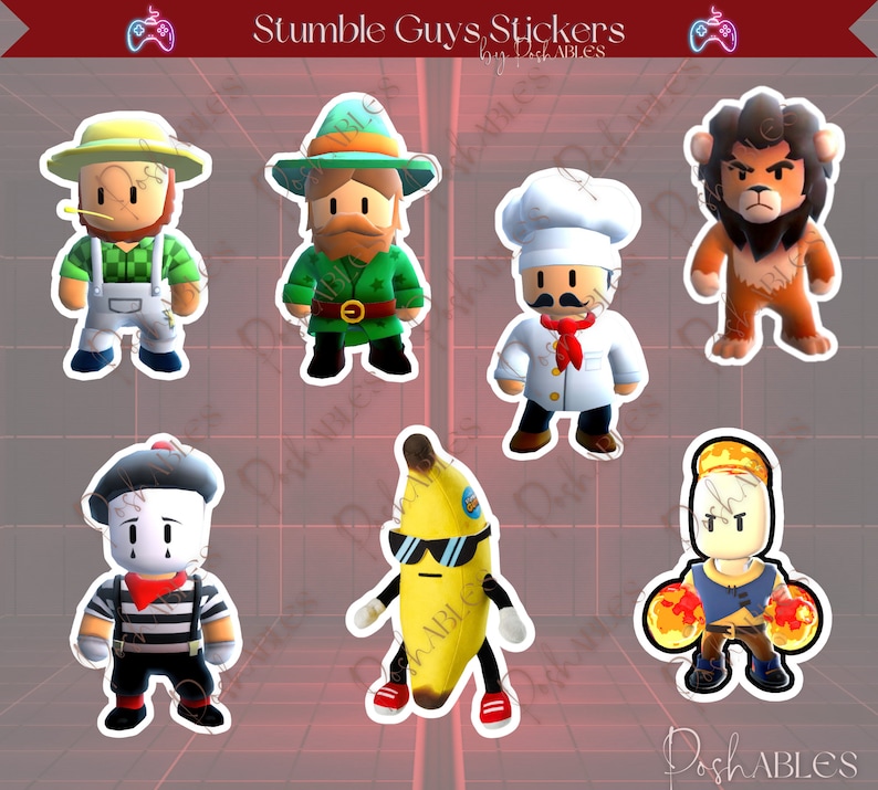 Stumble Guys Stickers: Gaming Character Decals, Water-resistant Vinyl ...