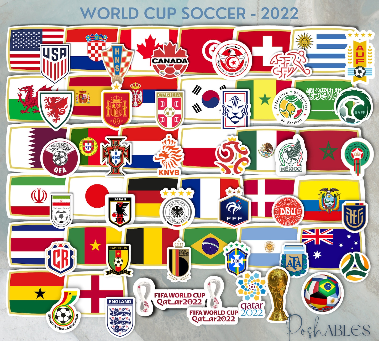 World Cup Soccer Stickers Soccer Vinyl Stickers Qatar 2022 World Cup ...