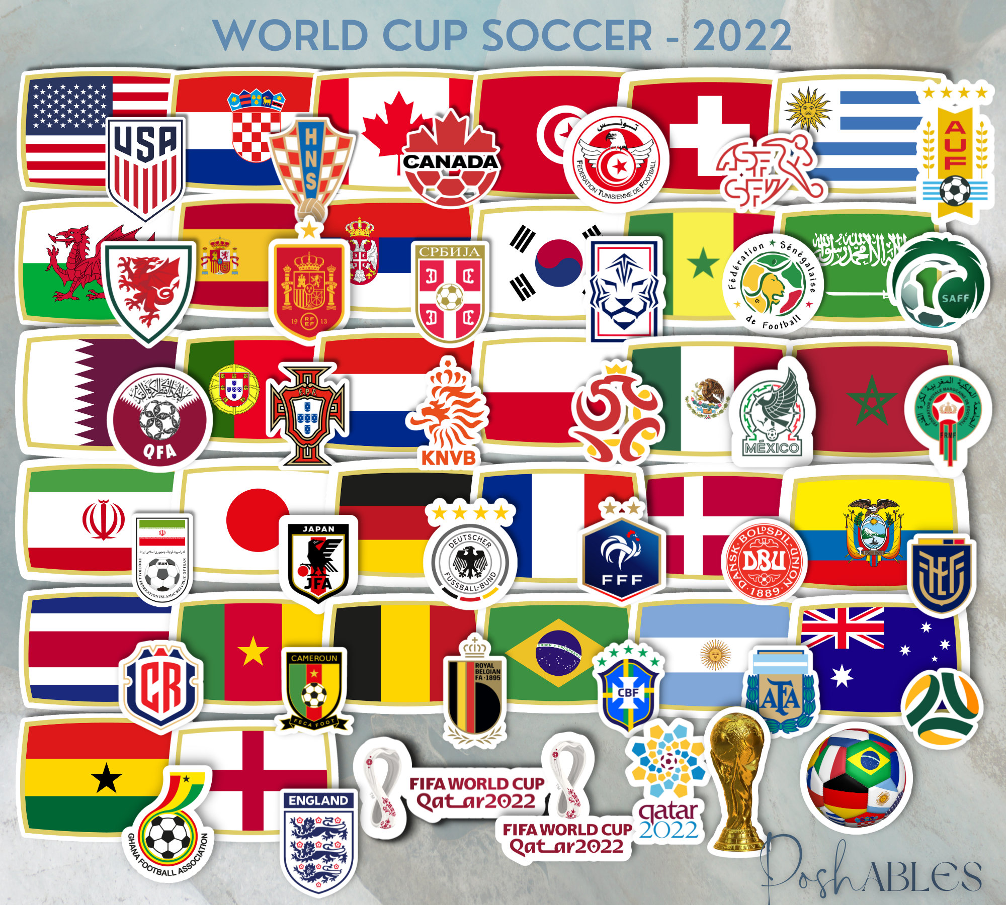 World Cup Soccer Stickers Soccer Vinyl Stickers Qatar 2022 World Cup ...